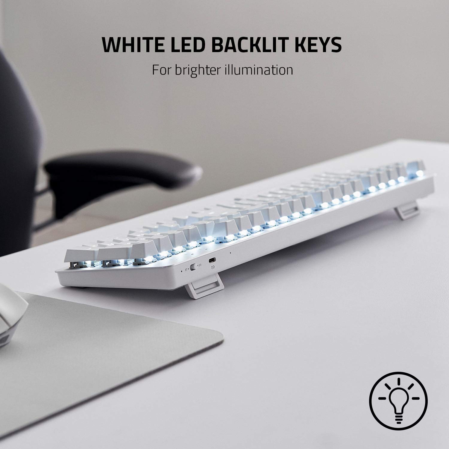 Razer Pro Type: Wireless Mechanical Productivity Keyboard Orange Mechanical Switches - Fully Programmable Keys - Bluetooth and Wireless Connectivity - Durable for Up to 80 Million Keystrokes