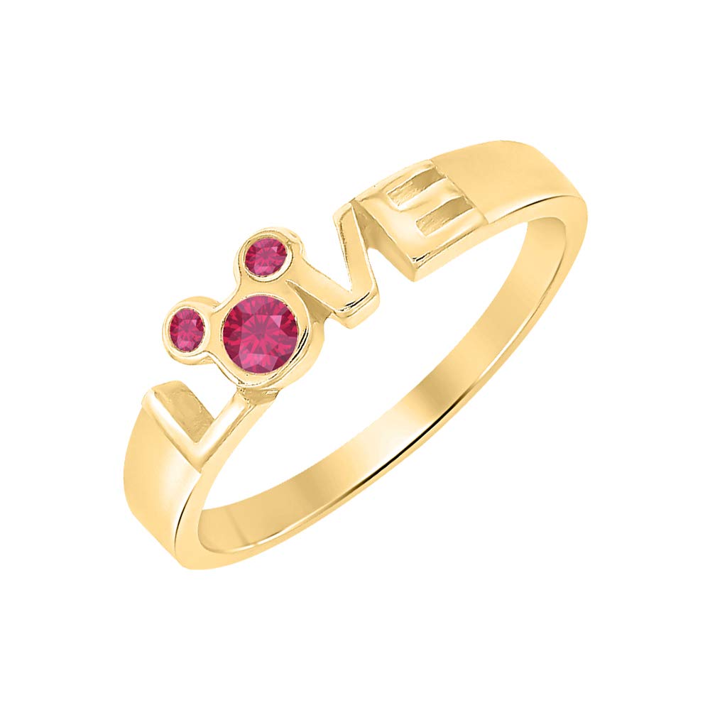 RUDRAFASHION Round Cut Ruby 14K Yellow Gold Plated Disney Love Engagement Ring For Women's (9)