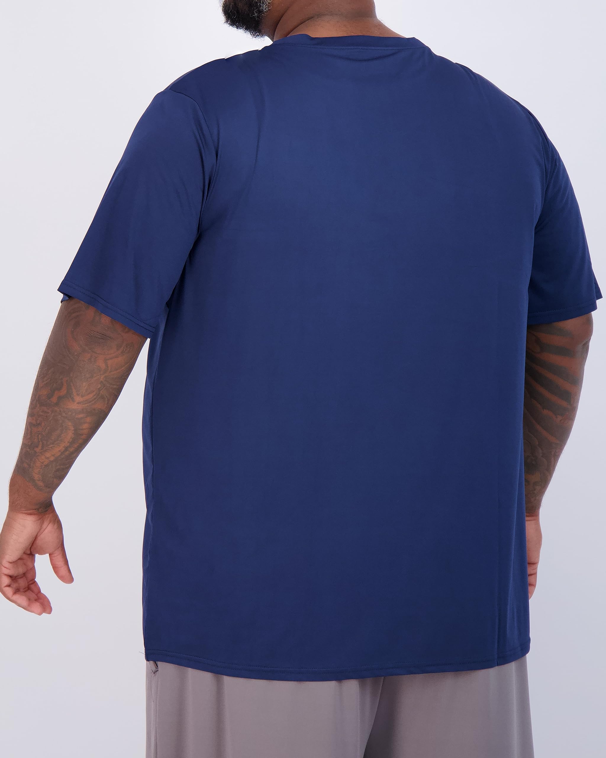 Real Essentials 3 Pack: Mens Big and Tall Tech Stretch Short Sleeve Quick Dry Fit T-Shirt Wicking Active Athletic Gym Top Plus Size Clothes Lounge Sleep Running V Neck Workout Tee- Set 6, 5XLT