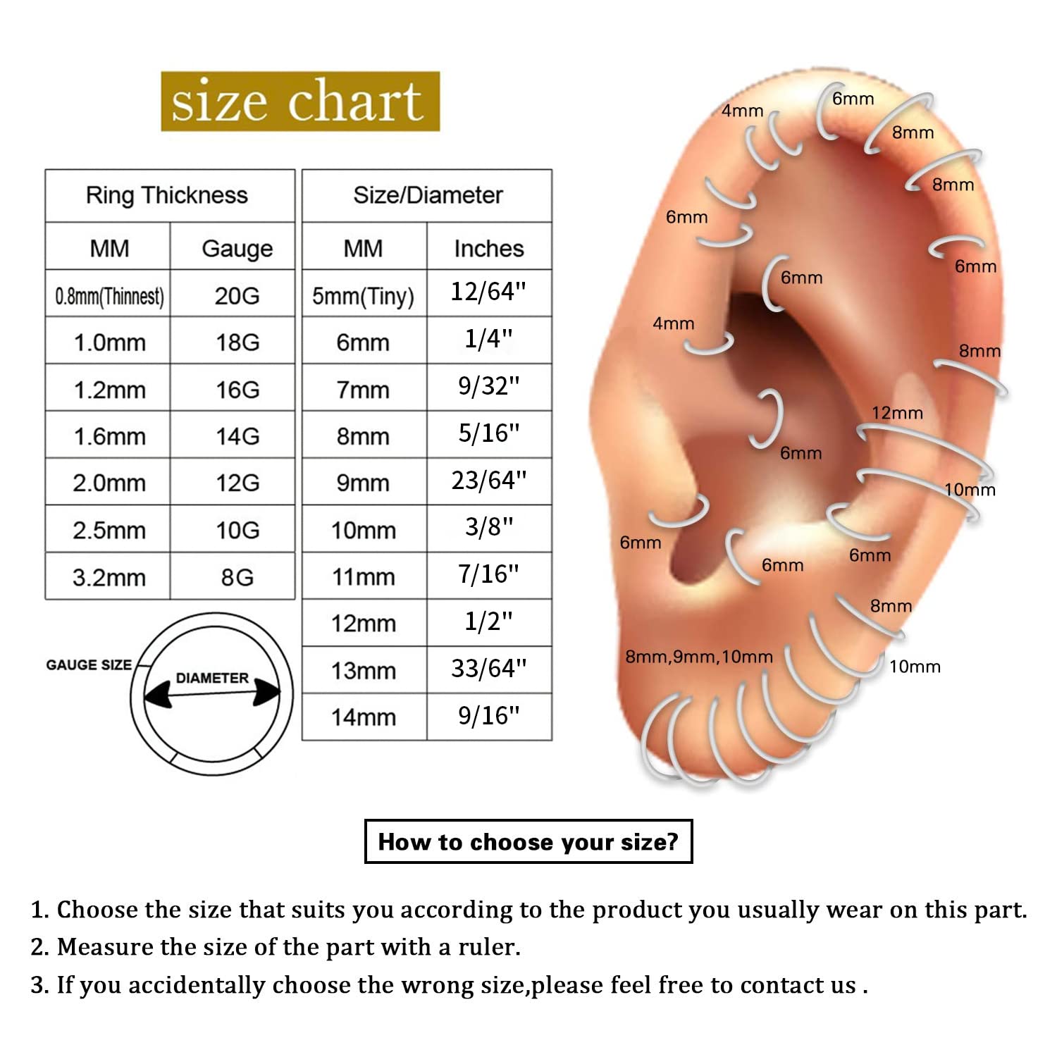 PEAKLINK G23 Titanium 16G Hinged Segment Clicker Nose Ring Hoop Cartilage Earrings Body Piercing 8mm Helix Counch Jewelry