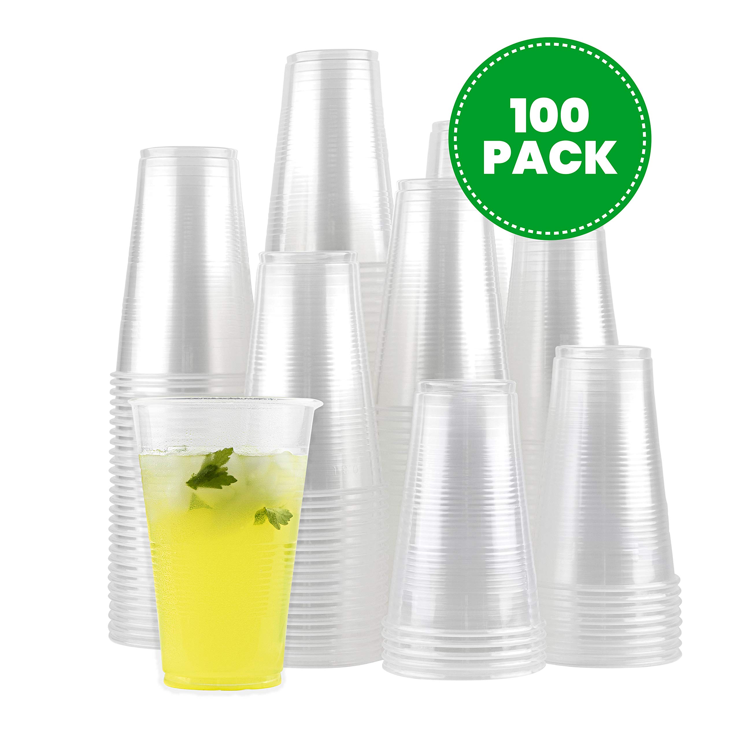 PLASTICPRO Plastic Disposable Drinkng Cps Durable Clear reusable (100, 12 Ounce)