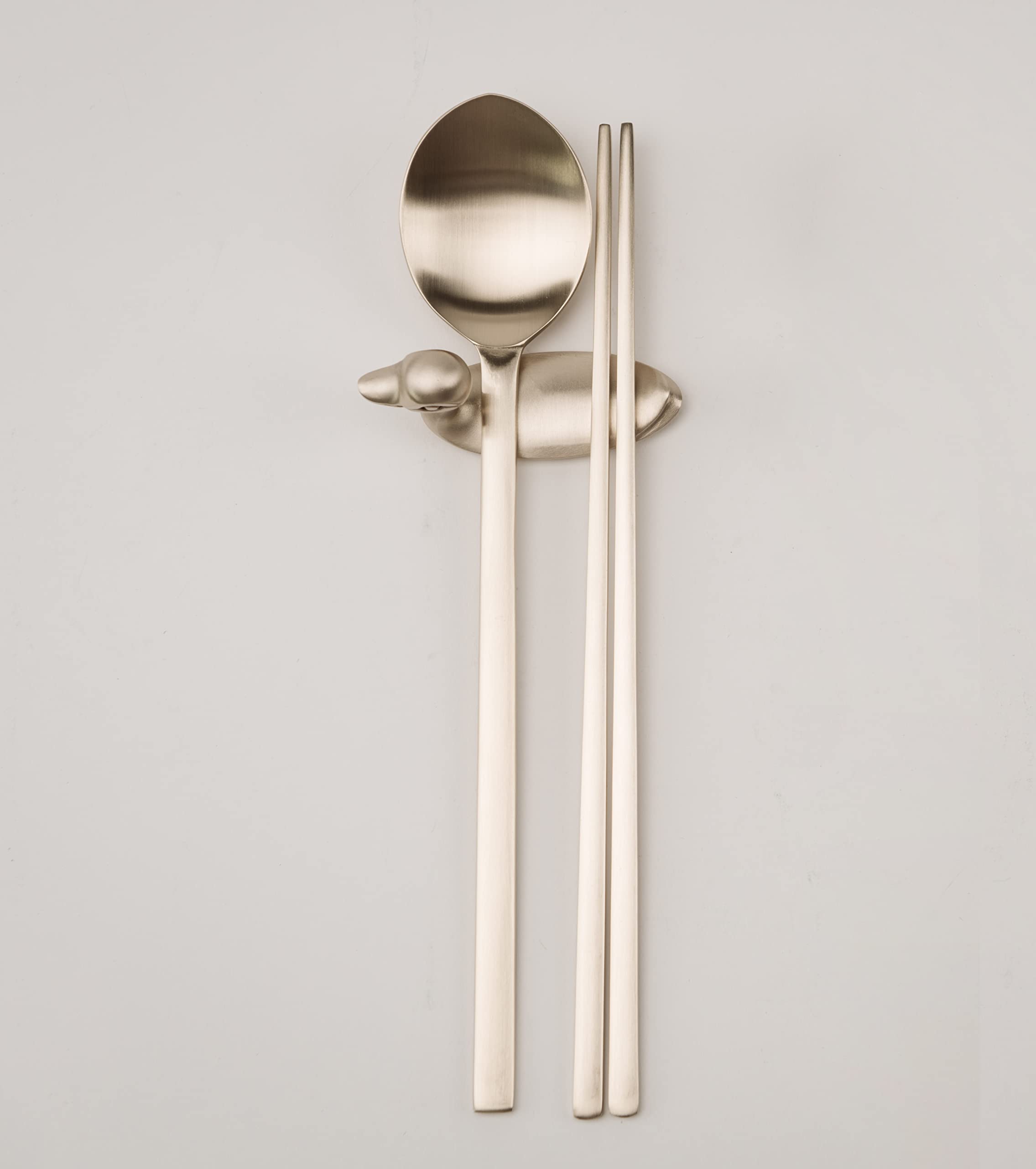 Premium Brassware Cutlery Spoon Rests Korean Traditional Handmade Tableware BANGJJA YUGI, MADE IN KOREA 한국 유기 수저받침 (Duck), Bronze, 7*2cm