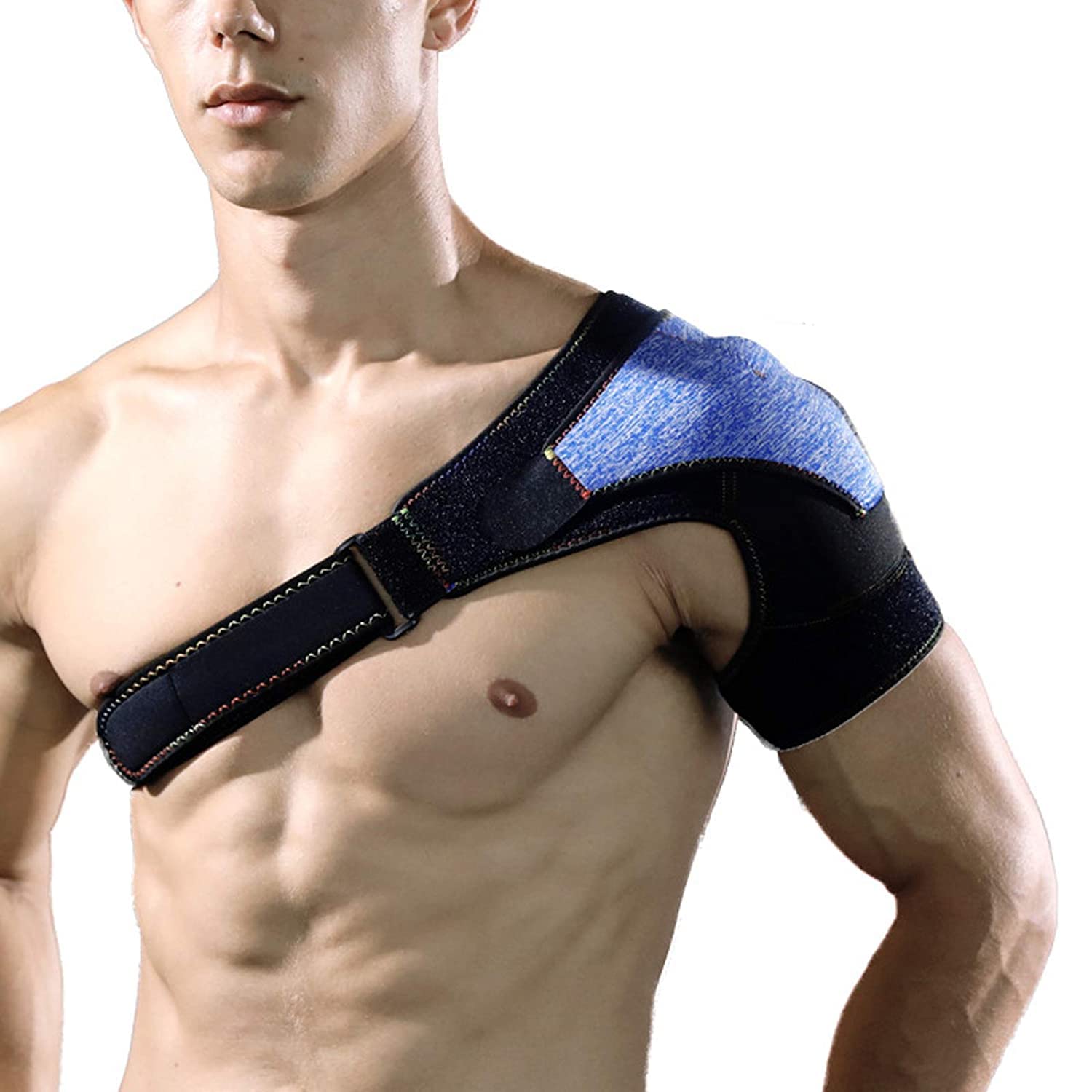 Shoulder Support Brace for Joint Pain Relief Shoulder Injuries Tendonitis, Adjustable Fit Sleeve Wrap for Men(Blue)