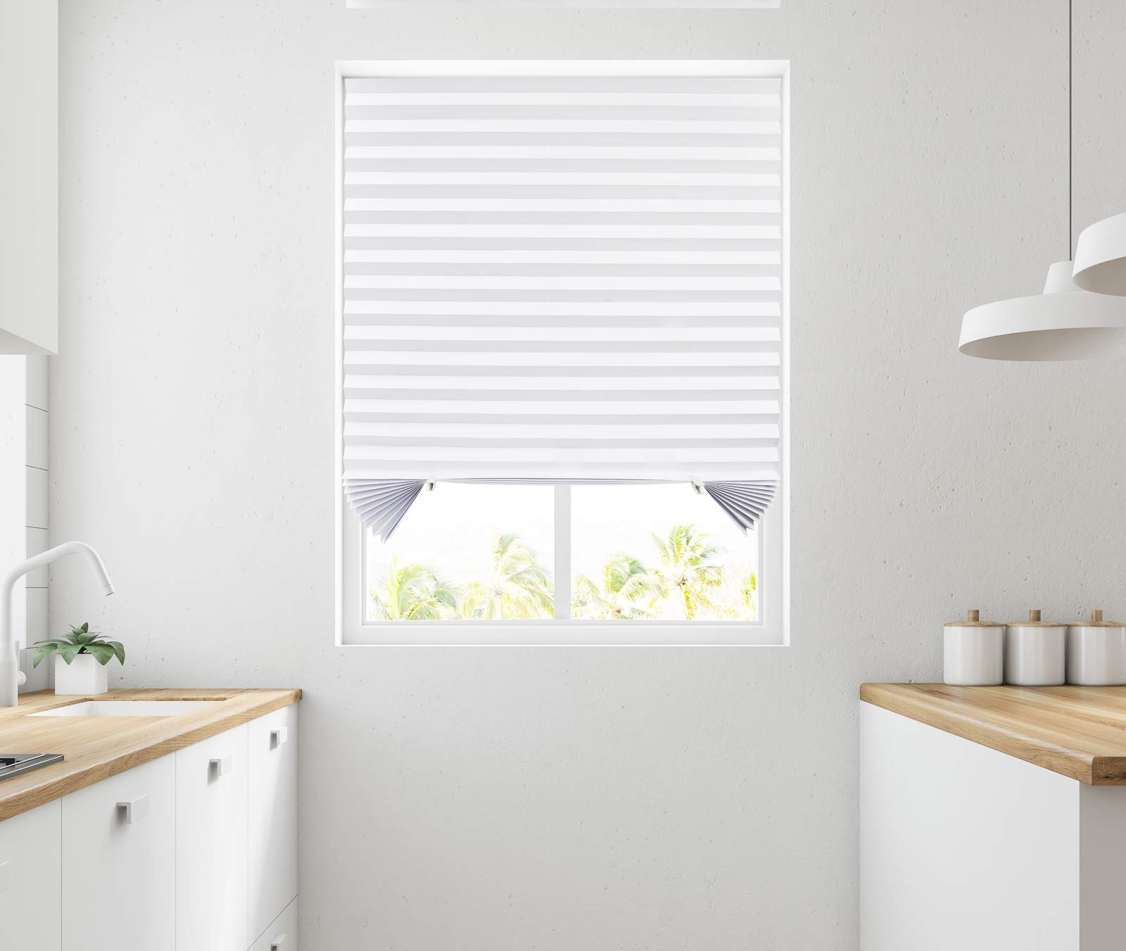 Mirrotek Pleated Window Paper Shades Light Filtering Blinds White 36" x 69" (Pack of 6 Temporary Blinds),MT1050