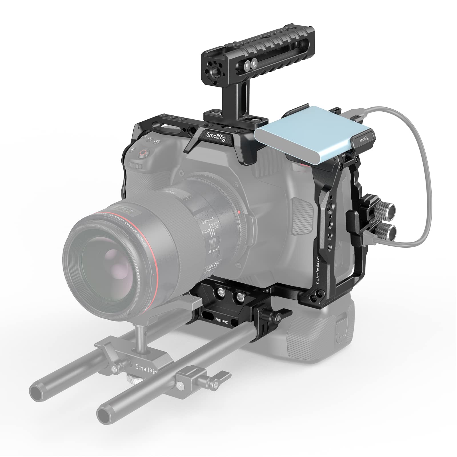 SmallRig Professional Cage Kit for BMPCC 6K Pro / 6K G2 and Battery Grip, with Camera Cage, Dual Rod Clamp, Top Handle, Cable Clamp for HDMI, SSD Mount for BMPCC 6K Pro / 6K G2-3583