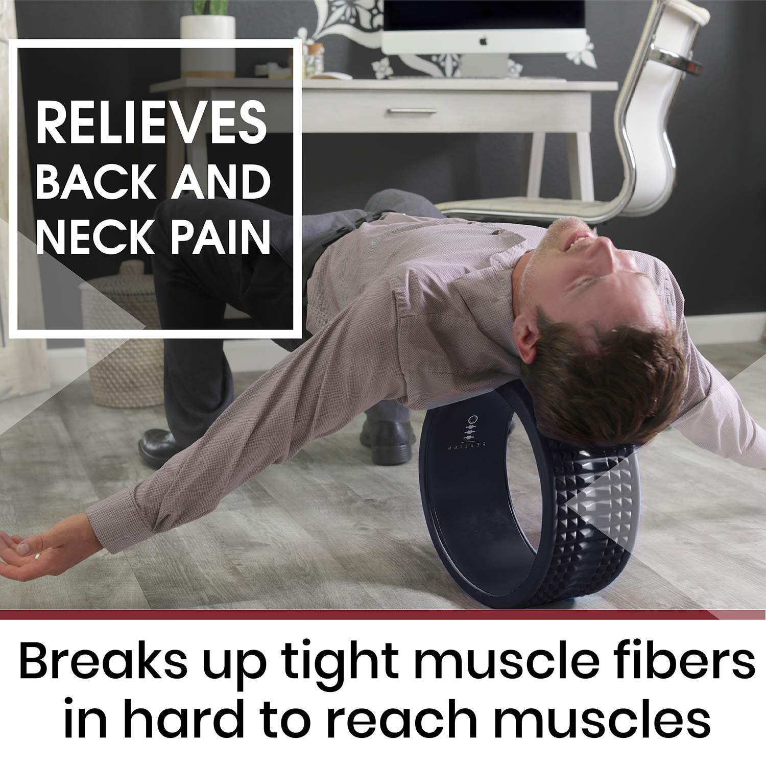 Realign Back Wheel: Trigger Point, Yoga Wheel, Foam Roller, Deep Tissue, Back Massager, for Mobility and Back Pain Relief (Black/Black)