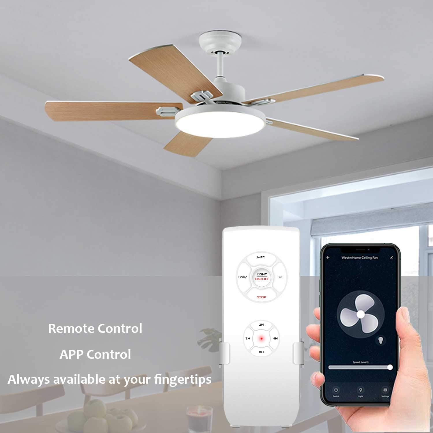 Smart WiFi Ceiling Fan and Light Remote Control Kit, Universal Fan Controller Works with Alexa Google, Fan Speed Timing & Light Remote Switch Replacement for Hunter Harbor Breeze Honeywell and More