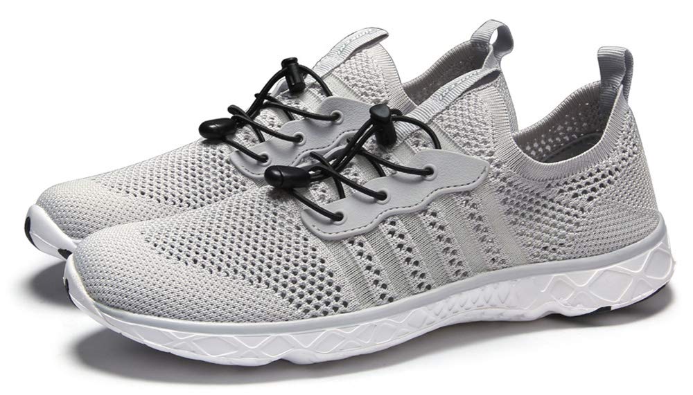 SUOKENI Women's Quick Drying Slip On Water Shoes for Beach or Water Sports LightGray.,Size:US 8/EU 39