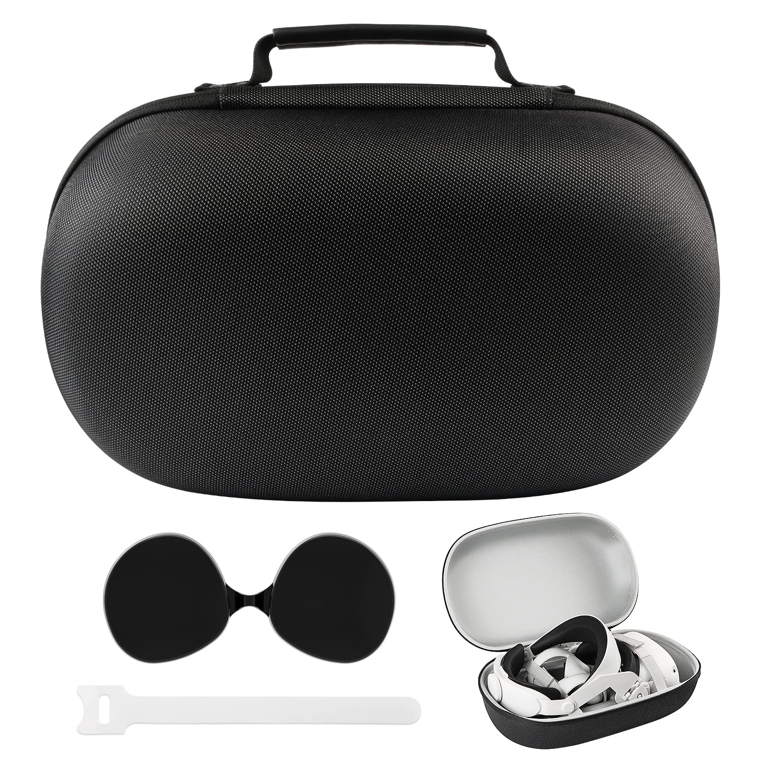 ZyberGears VR Carrying Case for Meta Quest 2 Quest Pro, Travel Case for Oculus Quest 2 Accessories, Hard Case Compatible with Quest 2 Headset Controllers Elite Strap - Black