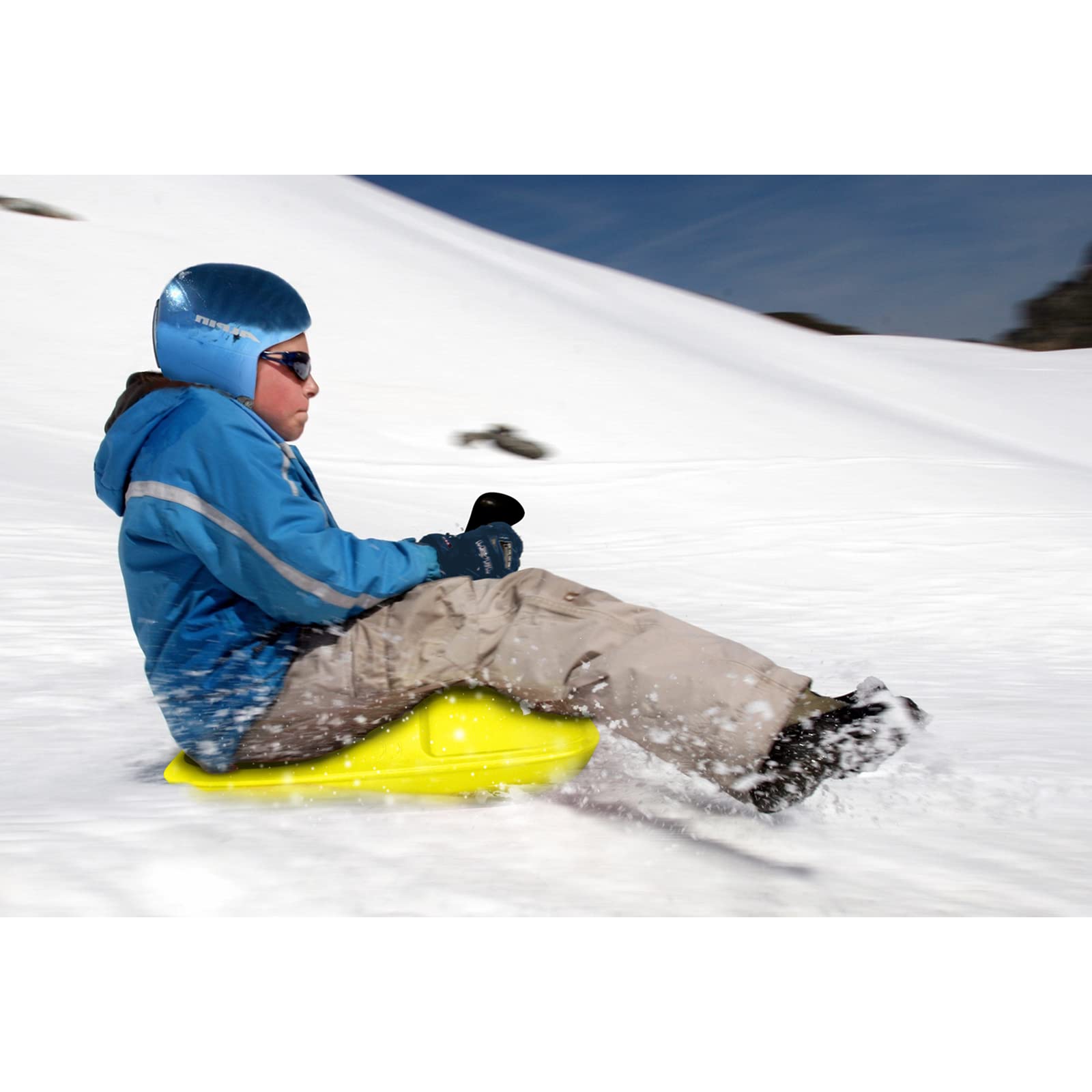 Snow Sled for Kids, Plastic Snow Sleds for Winter Sledding, Durable Sleds with Reinforced Handles Pull Rope, Heavy Duty Sleds Toys for Grass Skiing, Weight Capacity 133 lbs