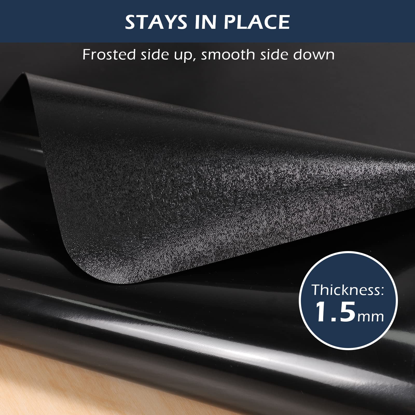 SALLOUS Chair Mat for Hard Floor, 63" x 51" Vinyl Office Chair Mat with Lip, Slip-Resistant Floor Protector Desk Mat for Home - Not for Carpet (Black)