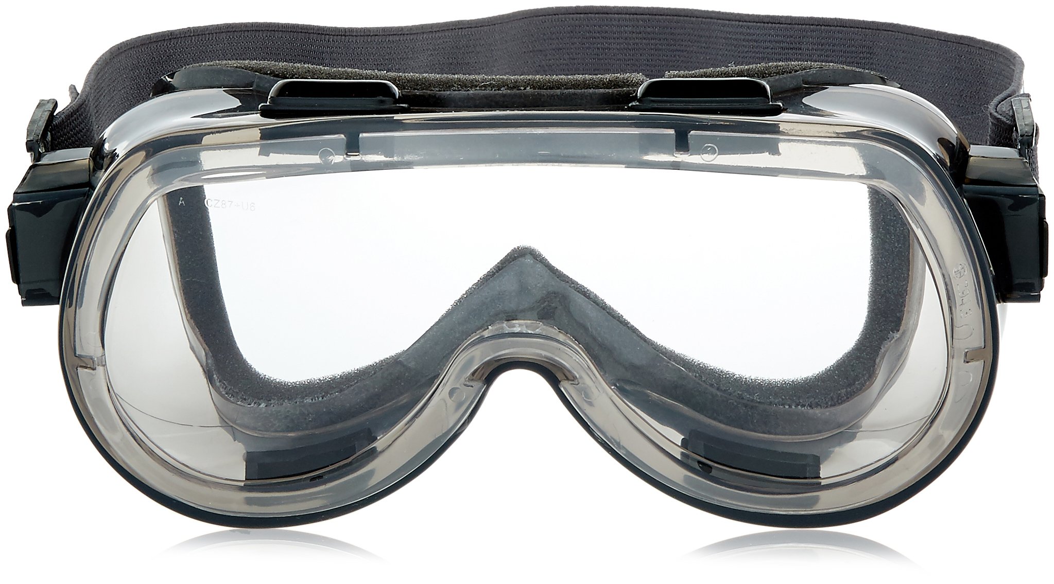MCR Safety 2410F Verdict Polyvinyl Chloride Strap Foam Lining Safety Goggle with Smoke Frame and Clear Anti-Fog Lens