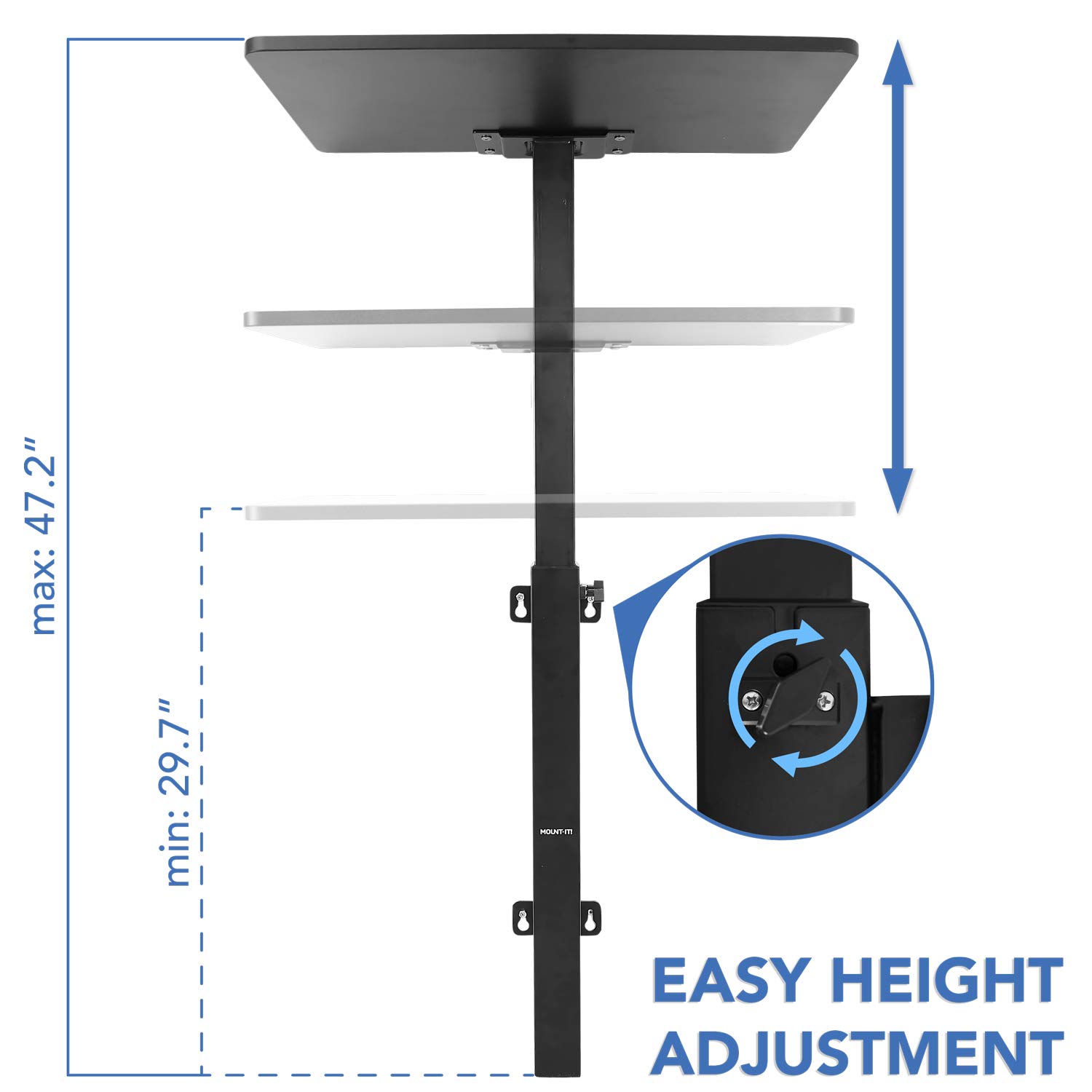 Mount-It! Height Adjustable Wall Mounted Workstation | Sit Stand Floating Computer Desk with 24x16 Inch Surface for Laptops and Desktops