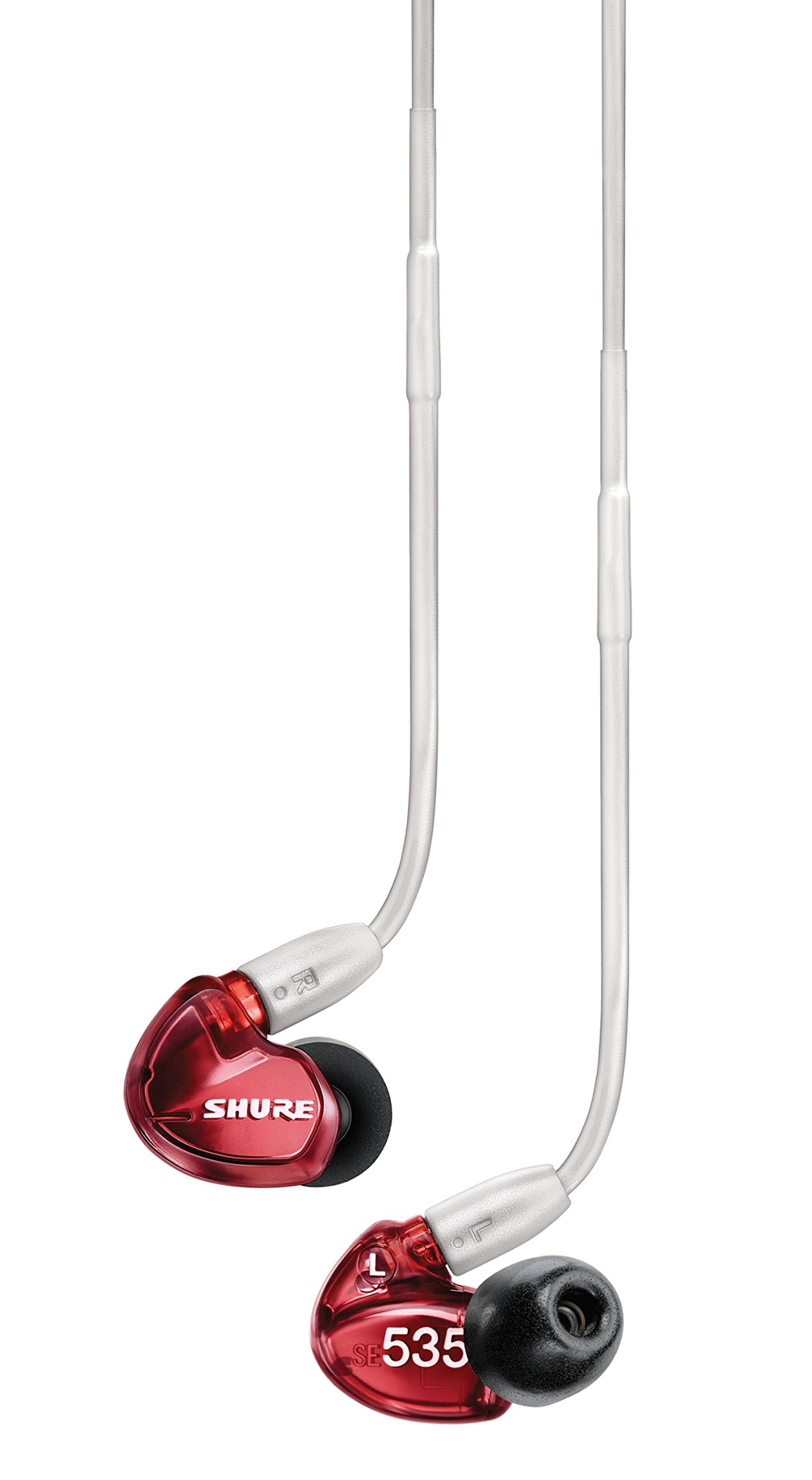 Shure SE535LTD In Ear Wireless Headphones, Red Detachable & Shure Universal Communication Cable For Detachable Se Sound Isolating Earphones, Black