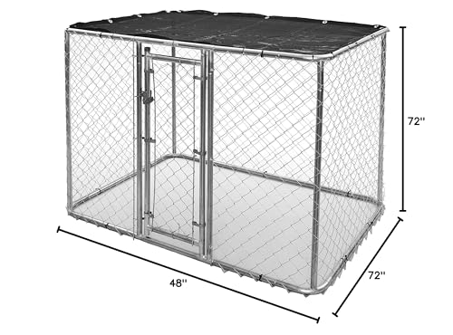 MidWest Homes For Pets Chain Link Portable Kennel with a Sunscreen, 6 by 4 by 4-Feet