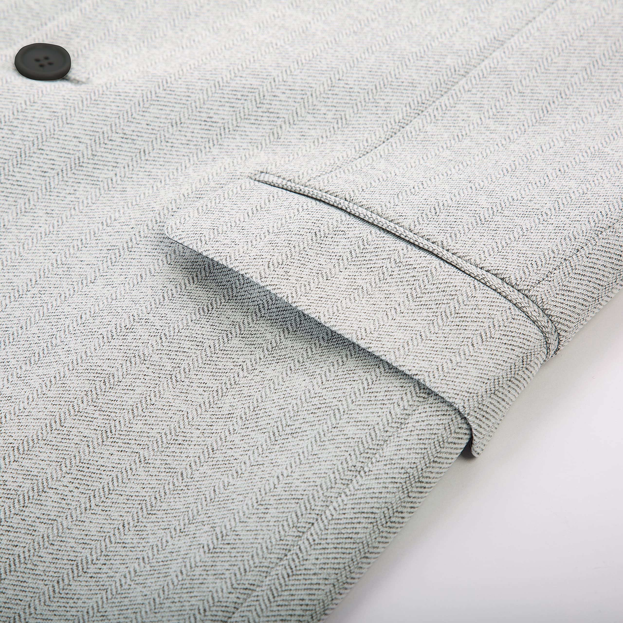 Men's Casual Stretch Knit Sport Coat 2 Button Herringbone Blazer Suit Jacket Light Grey M