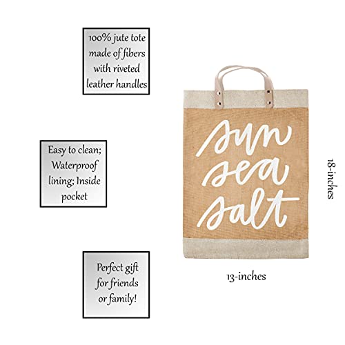 Santa Barbara Design Studio Hold Everything Waterproof Jute Tote Bag, Large, Sun Sea Salt