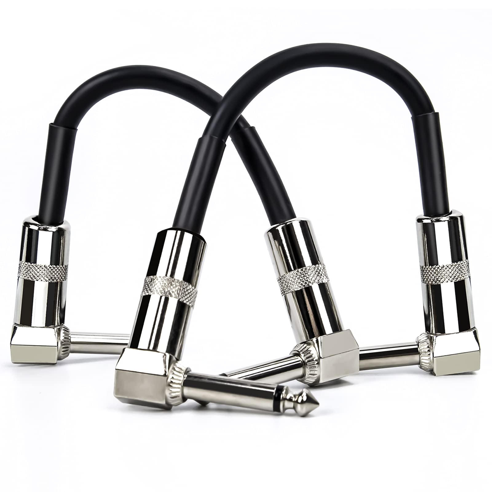 Musicistrel Guitar Patch Cable 6 Inch, Right Angle 1/4 Inch Guitar Pedal Cables, Instrument Effects Pedal Patch Cables for Guitar Effects Pedal Board (2-Pack)