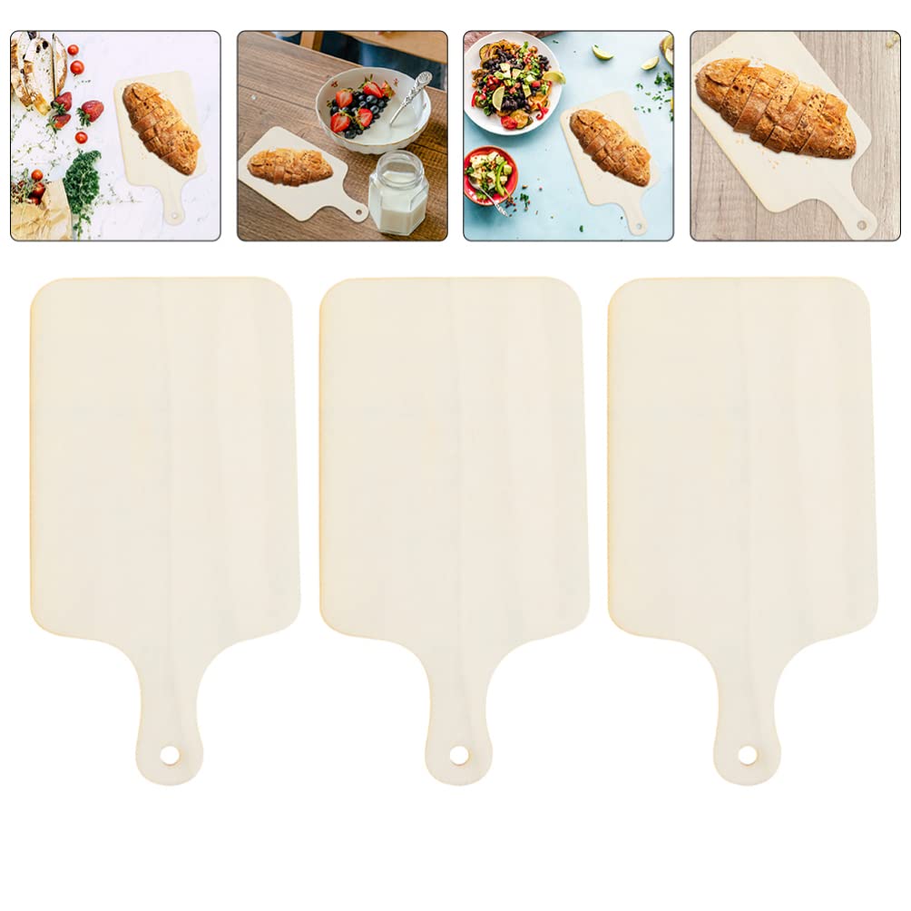 Tofficu 3Pcs Wood Cutting Board with Handle Wooden Chopping Boards Pizza Paddle Multi- function Serving Trays for Meat Cheese Bread Fruit Charcuterie Board Butcher Block Serving Board