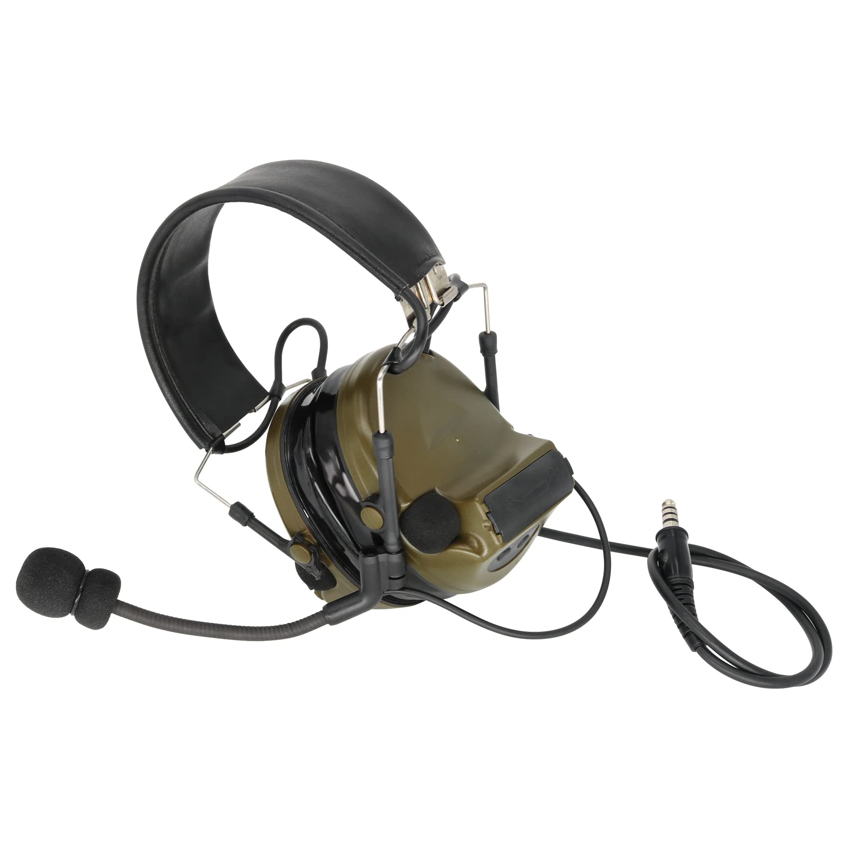 TSVISIONCORE Tactical Headset COMTA 2&U94 PTT 2pin with Silicone earmuffs,Microphone Sound Amplification Airsoft (Green)