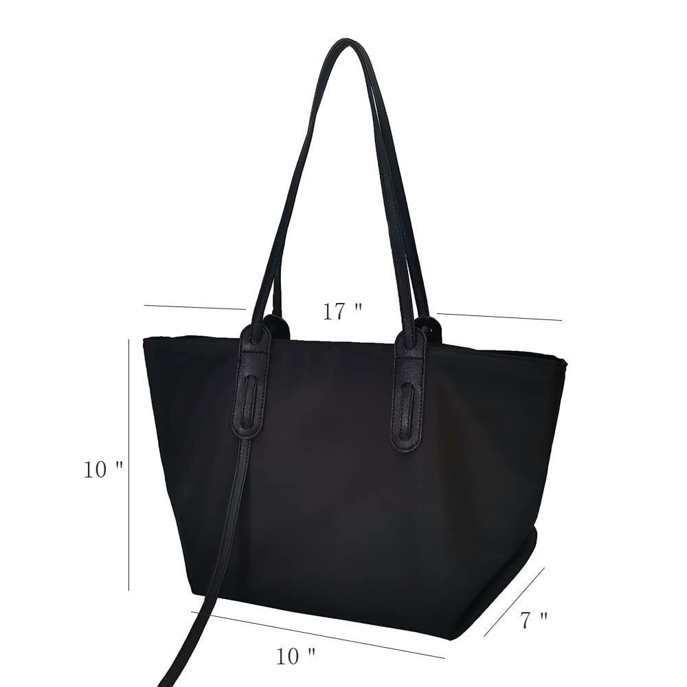 Tote Bag for Women Medium Capacity Casual Commuter Handbag Nylon Single Shoulder Bag,Black