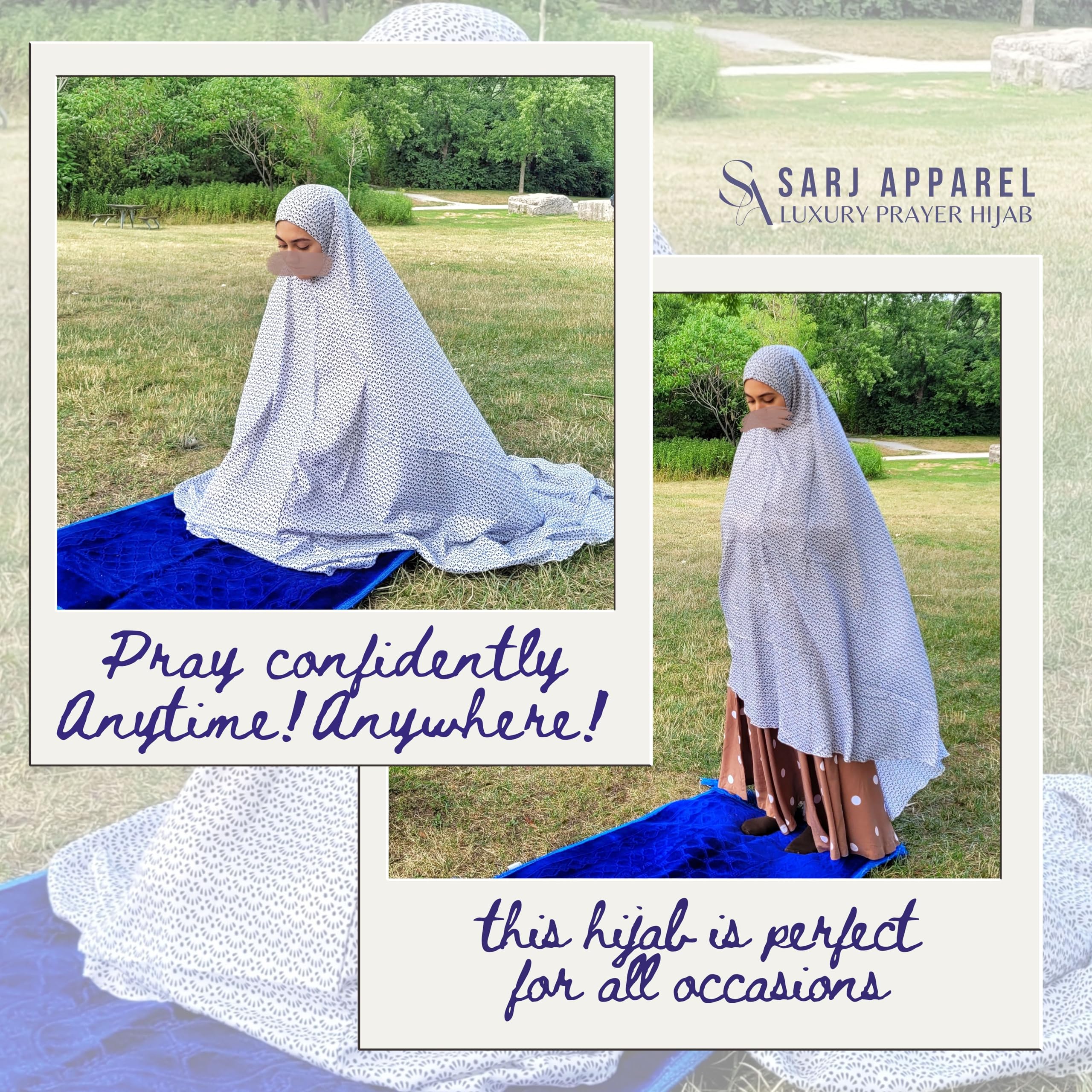 SARJ Full Length One-Piece Hijab/Jalbab Abaya for Prayers - Burka Dupattas Hiyab Khimar for Daily Prayers Anywhere