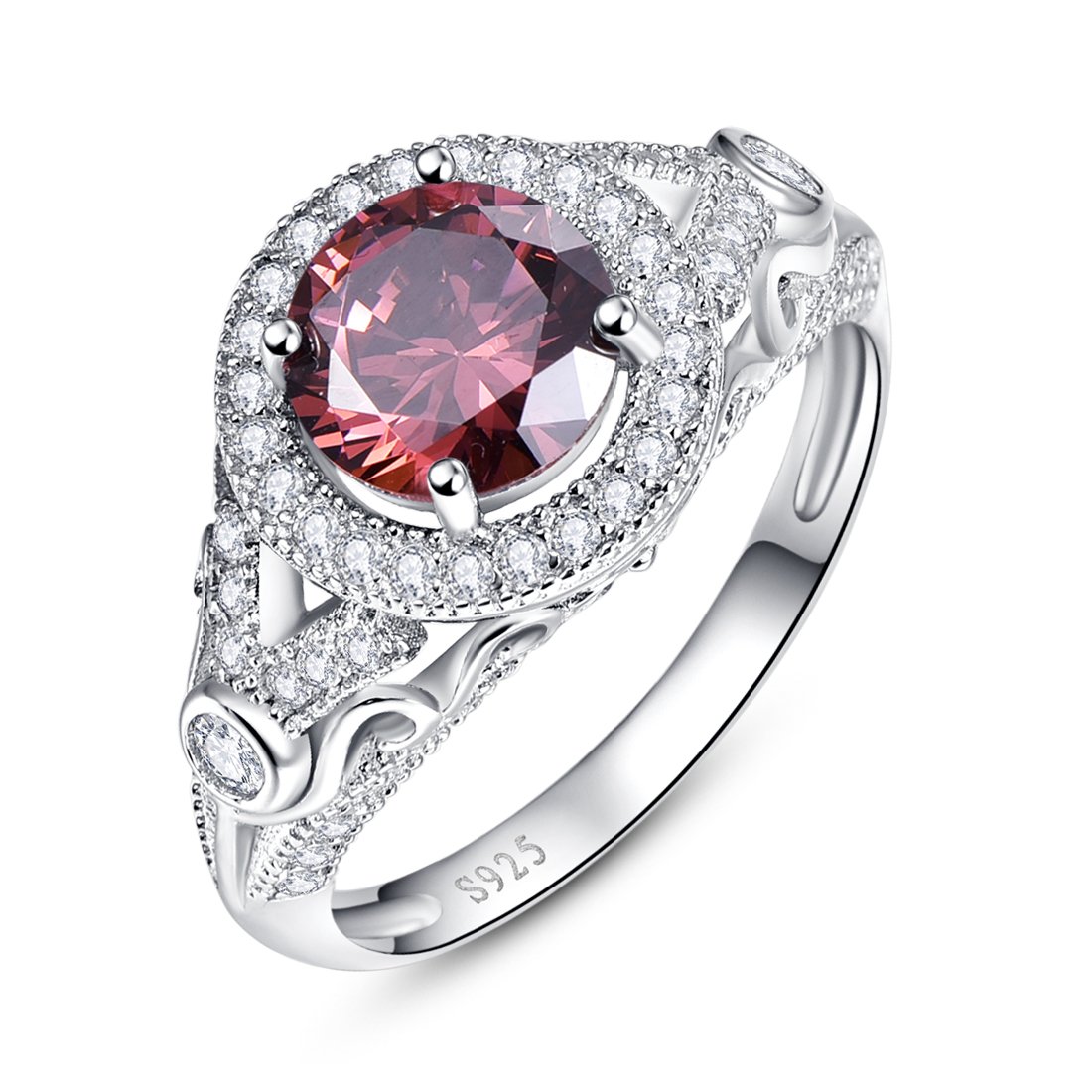 Merthus CZ Halo Engagement Ring for Women, 925 Sterling Silver Ring Size 8