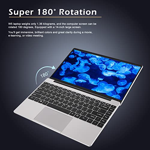 Ruzava 14" Laptop 6GB RAM 64GB Storage Support 1TB SSD Expansion Traditional Laptops Win 10 2.4G+5G WiFi Bluetooth 4.2 USB HDMI 1920x1080 FHD WOZIFAN with Wireless Mouse for Work Study -Silver