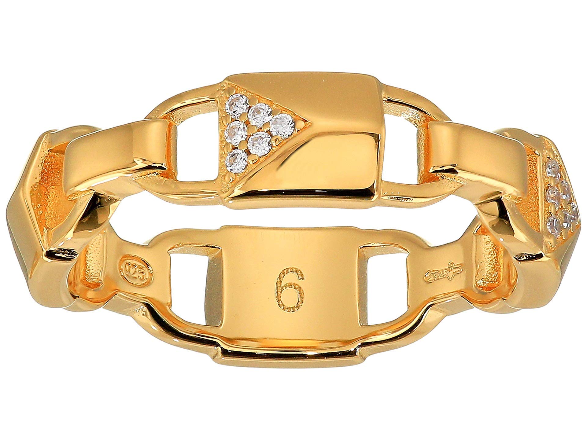 Michael Kors Precious Metal-Plated Sterling Silver Pavé Mercer Link Ring Gold 8