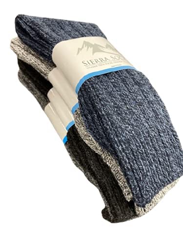 Sierra Socks Thick Hiking Wool Socks, Gift for Father (Charcoal, Large)