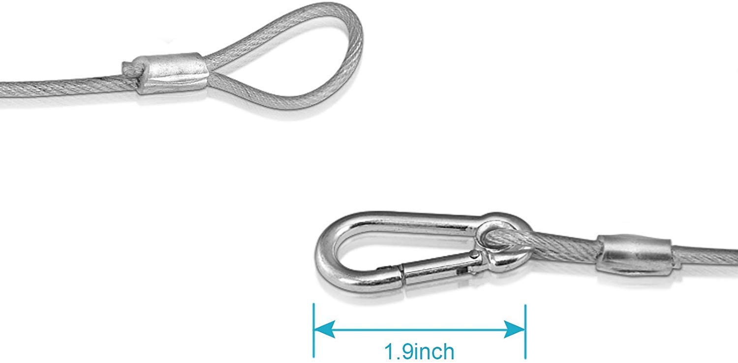 MOUNTAIN_ARK Safety Security 110lb. 25.5" Stainless Steel Cables for Stage Lighting (Silver 20 Pack) (Buckle End and Looped End)