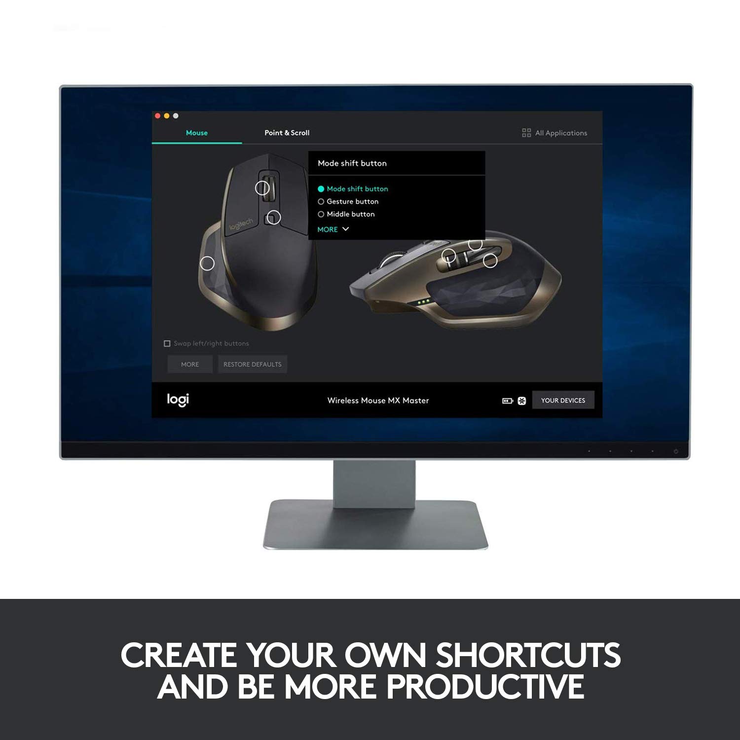 Logitech MX Master Wireless Mouse β High-precision Sensor, Speed-Adaptive Scroll Wheel, Easy-Switch up to 3 Devices - Meteorite Black