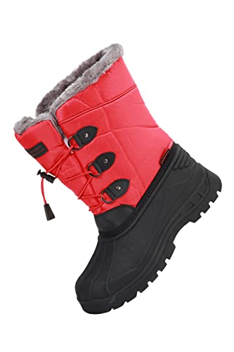 Mountain Warehouse Kids Fleece Lined Snow Boots - Warm Winter Shoes Dark Red Kids Shoe Size 6 US
