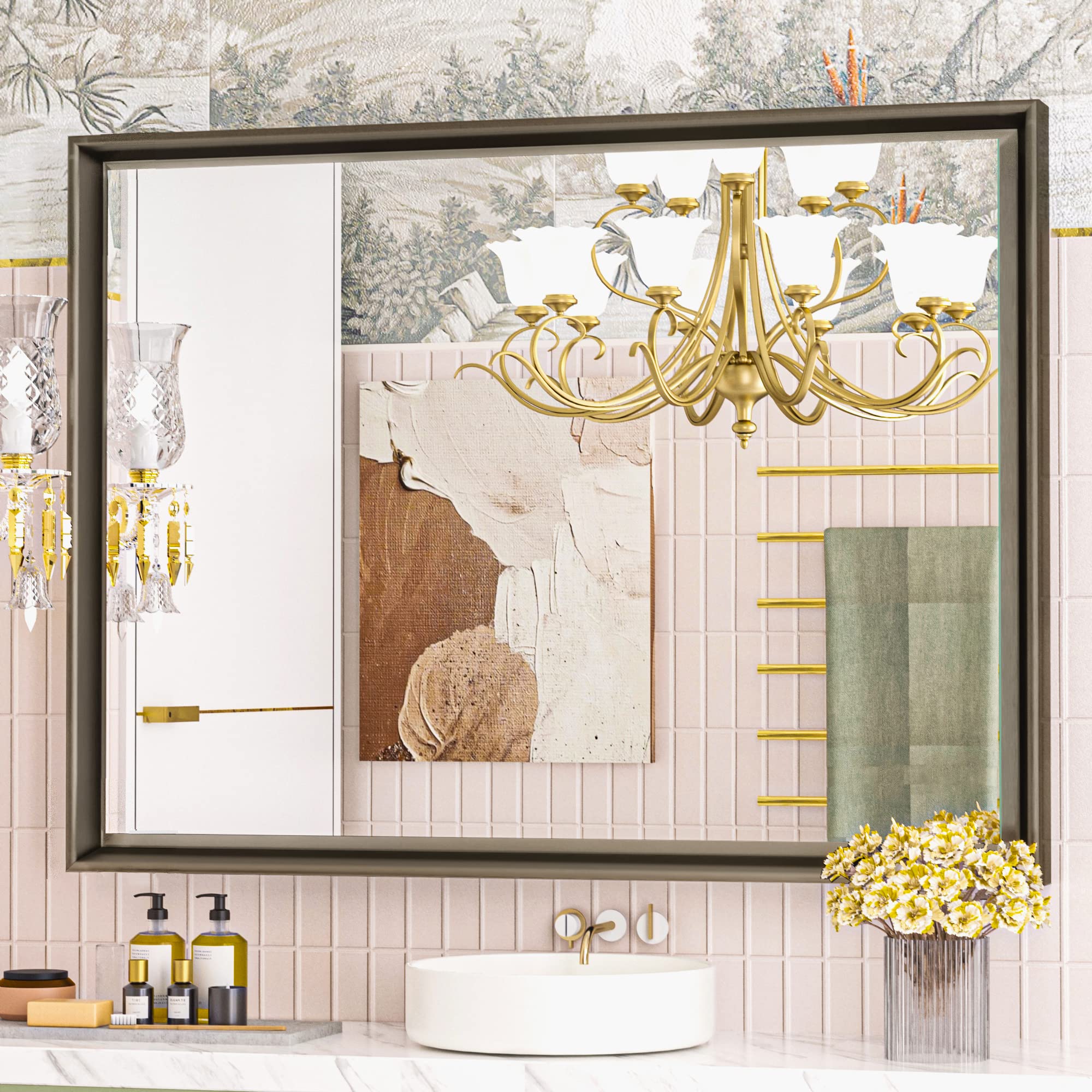 Vosuja 40 x 26 Inch Black Bathroom Mirrors