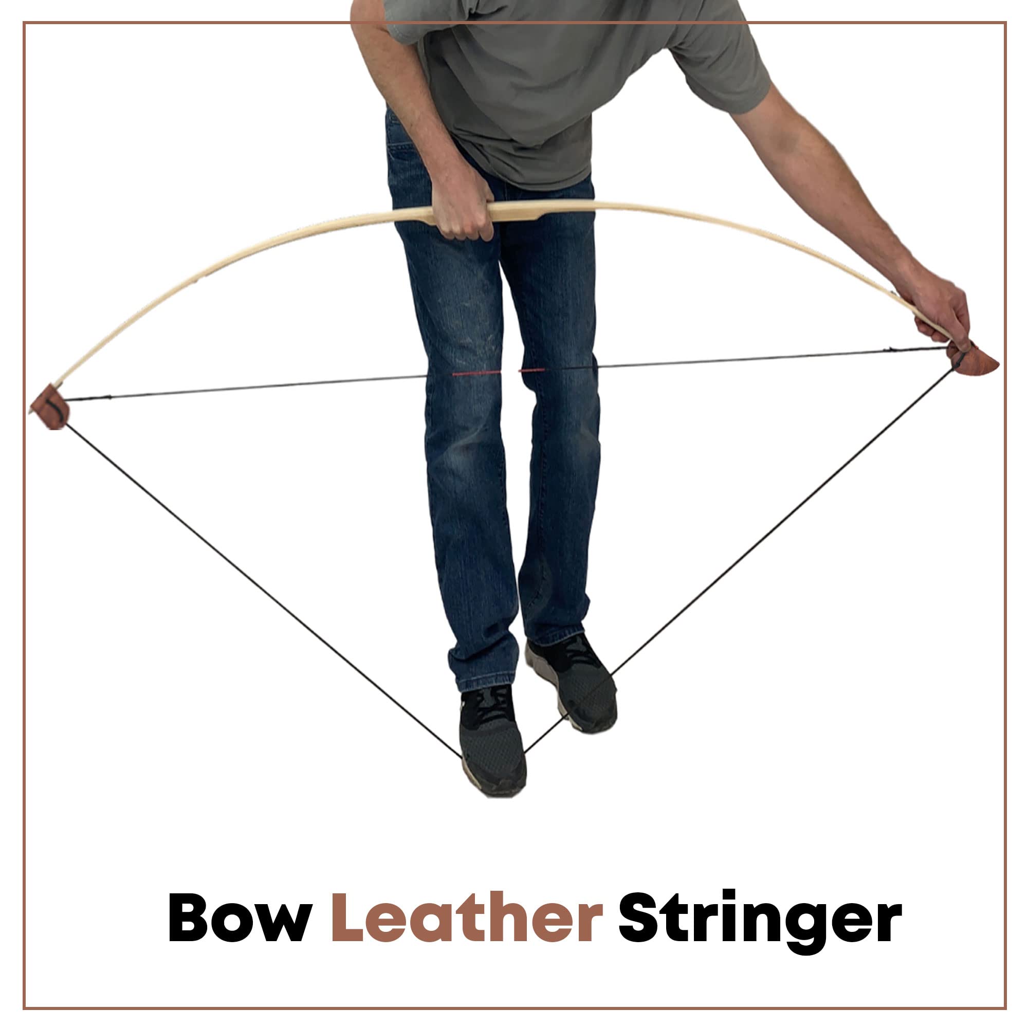 TURO SPORTS Leather Recurve Bow Stringers- Traditional Bow String Long Archery Tools Rope for Professionals Trainers and Beginners