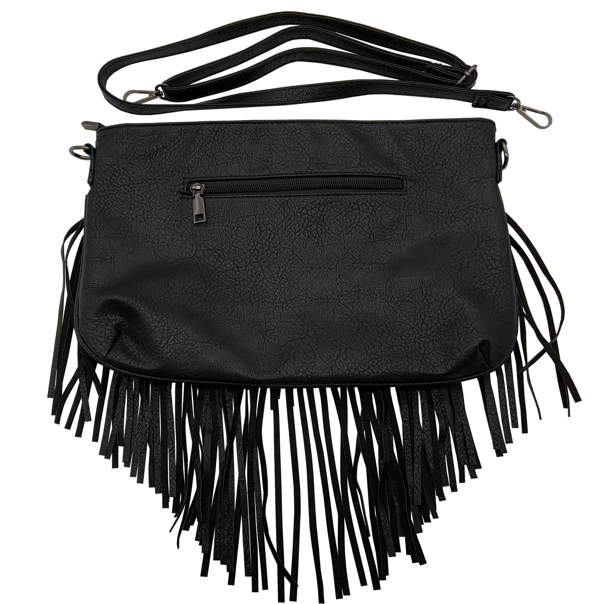 TopTTanBo Studded Fringe Tassel Shoulder Bag HOBO Messenger Bag Women's Leather Crossbody Handbags (Brown)
