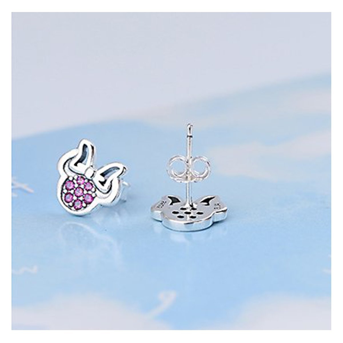 Mouse Stud Earrrings 925 Silver Sparkling Mini Mouse with Fashion Cubic Zirconia for Women Birthday Gift