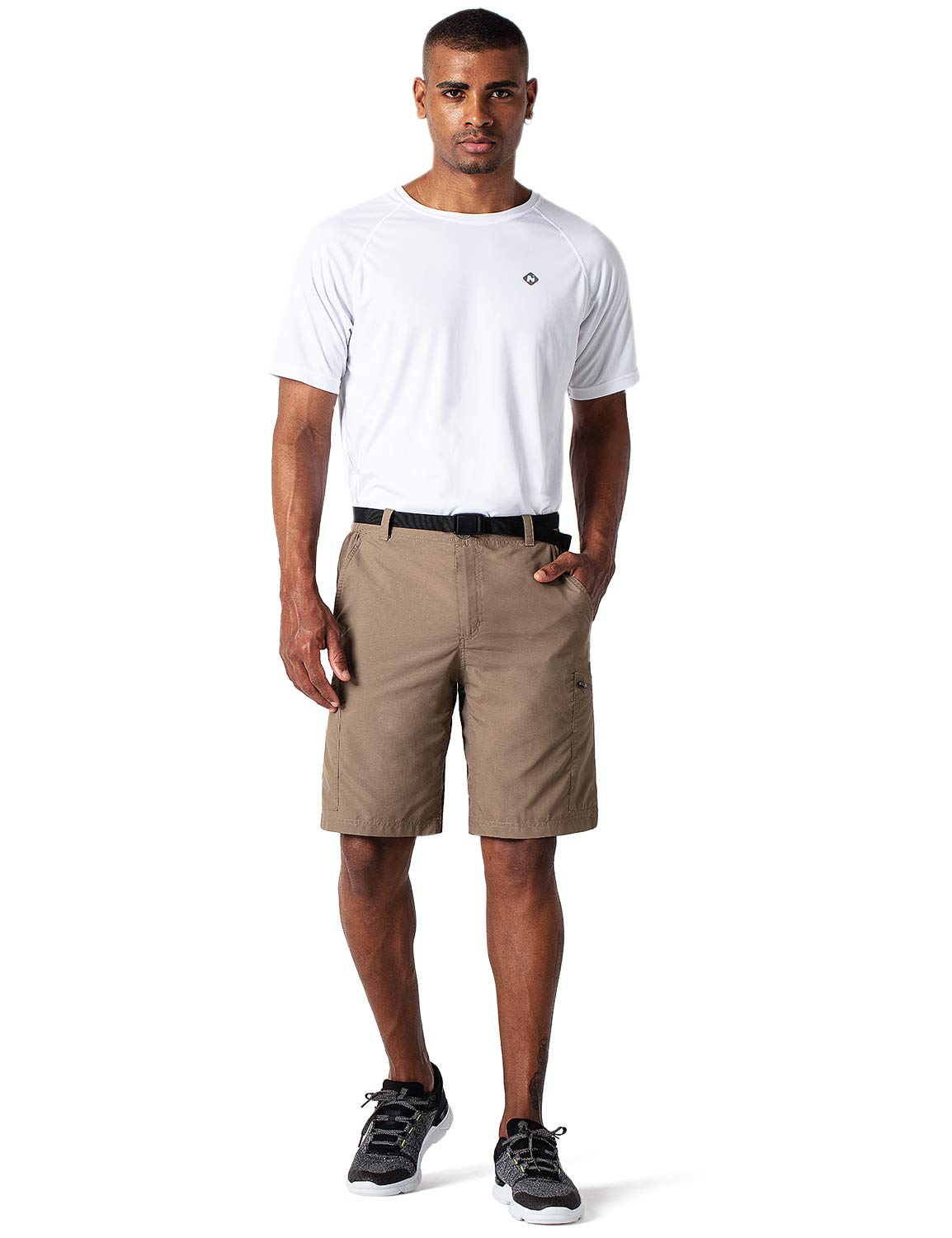 NAVISKIN Men's Quick Dry UPF 50+ Cargo Shorts Lightweight Hiking Outdoor Shorts Khaki Size XL