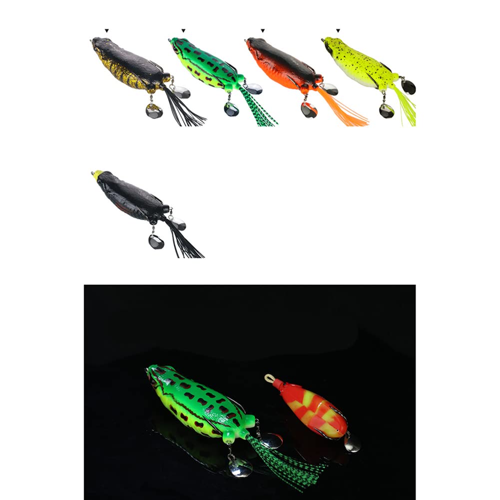 Topwater Frog Lures, Hollow Body Silicone Soft Frog Lure, Sequins Weedless Topwater Lures, Topwater Frog Crankbait Tackle No. 3 Color