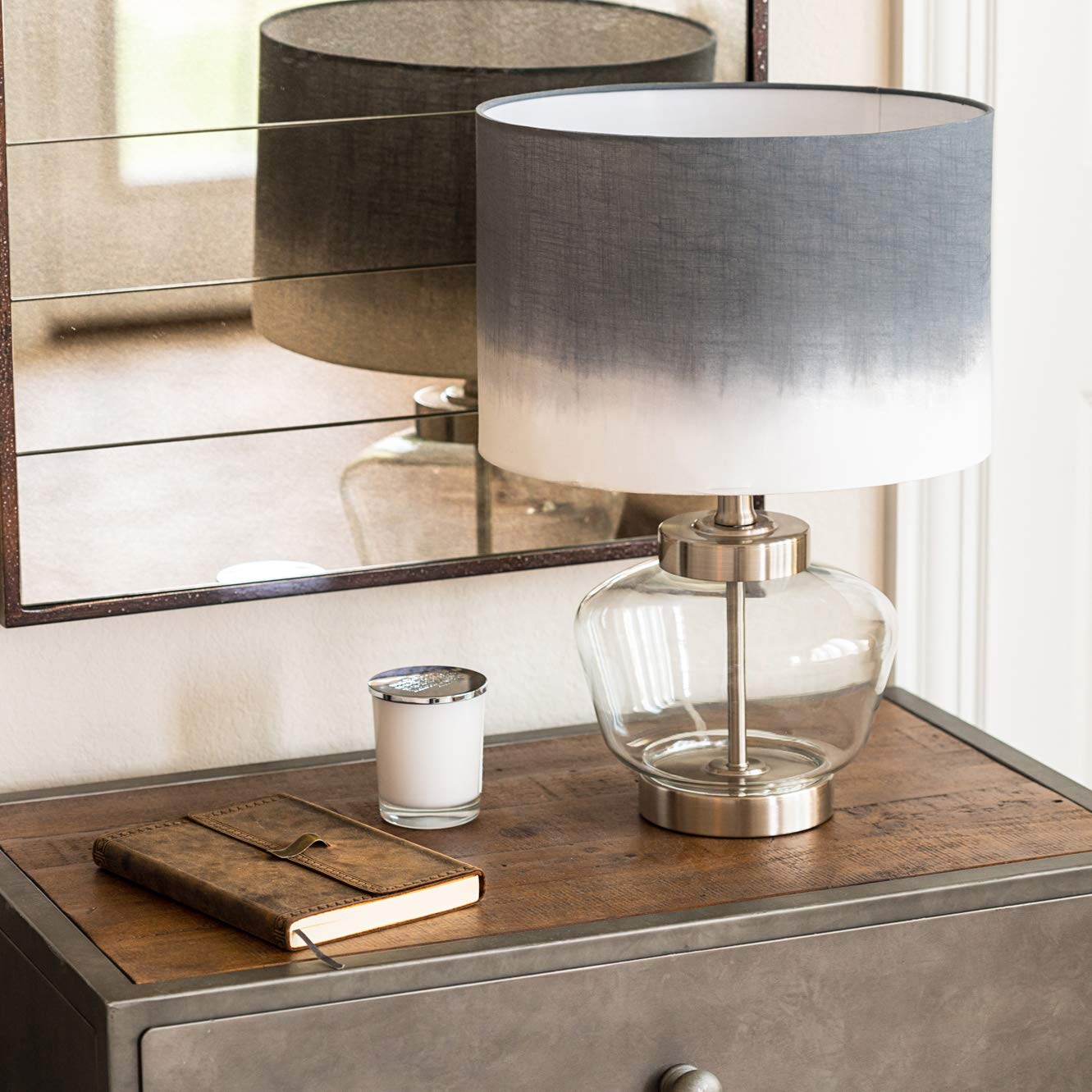 POPULAR LIFE HOME Twilight Ombre Dyed Fabric Lampshade | Hand Dyed, Ombre Color, Bohemian, Gray, 14" x 11β