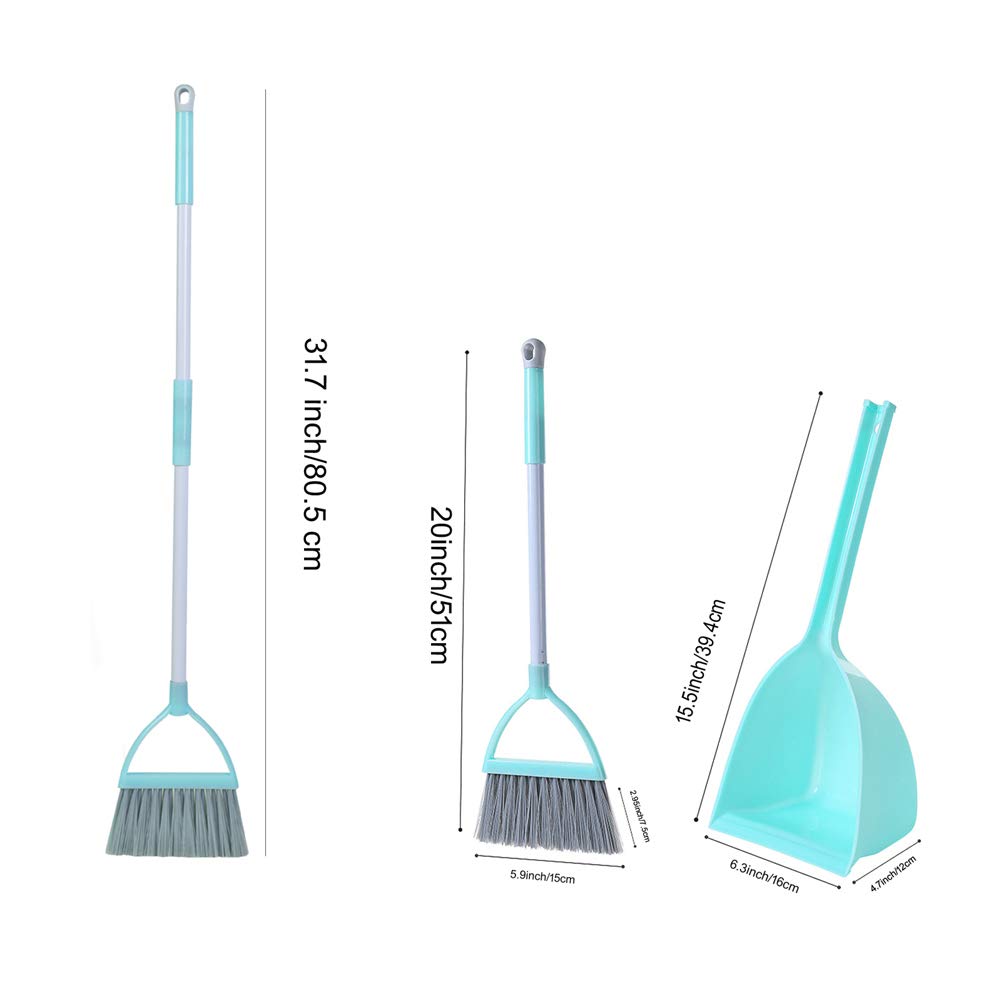 Xifando Mini Broom and Dustpan and Telescopic Rod Long Handle Broom, Camping Cleaning Tools, Light Blue