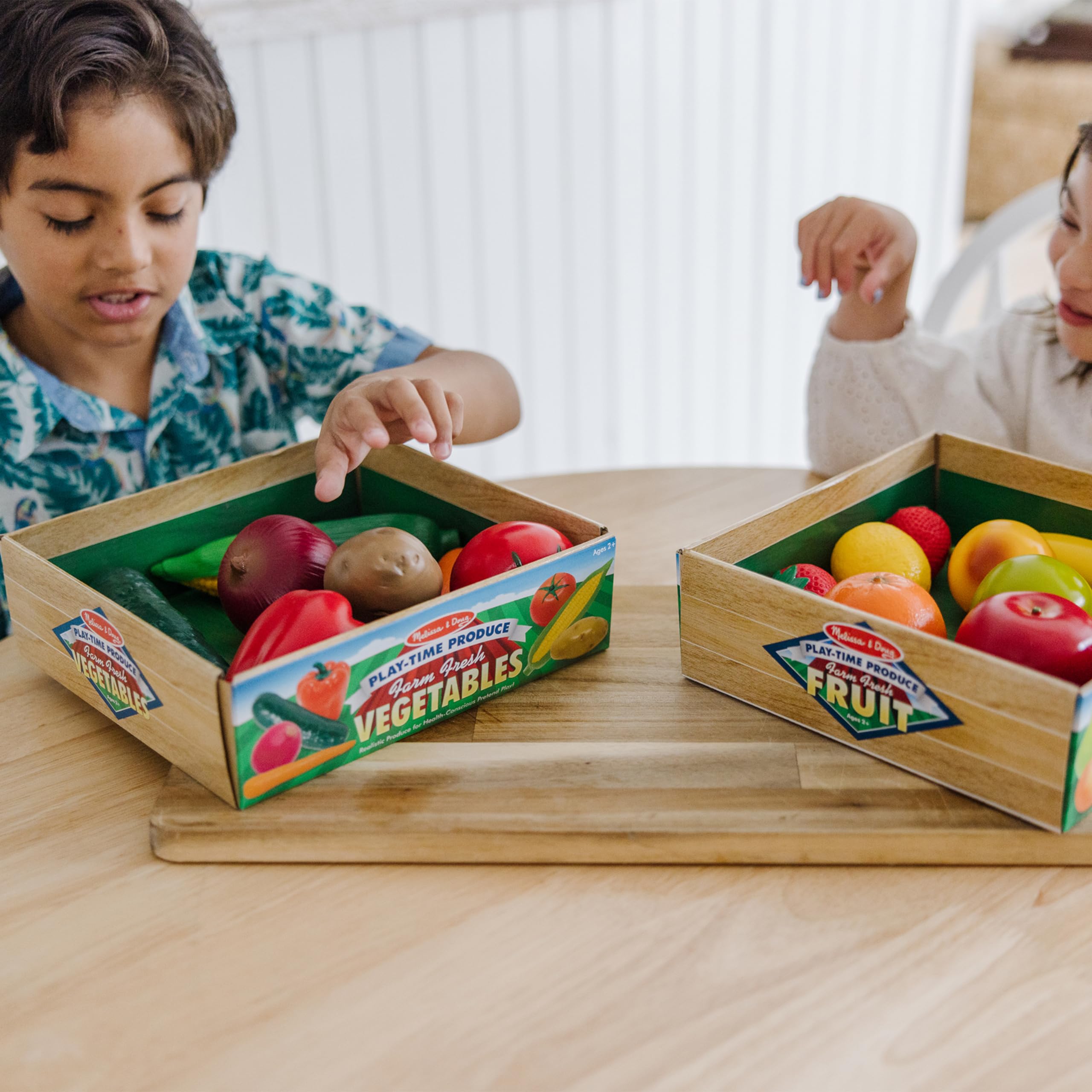 Melissa & Doug Play-Time Produce Fruit (9 pcs) and Vegetables (7 pcs) Realistic Play Food,Orange