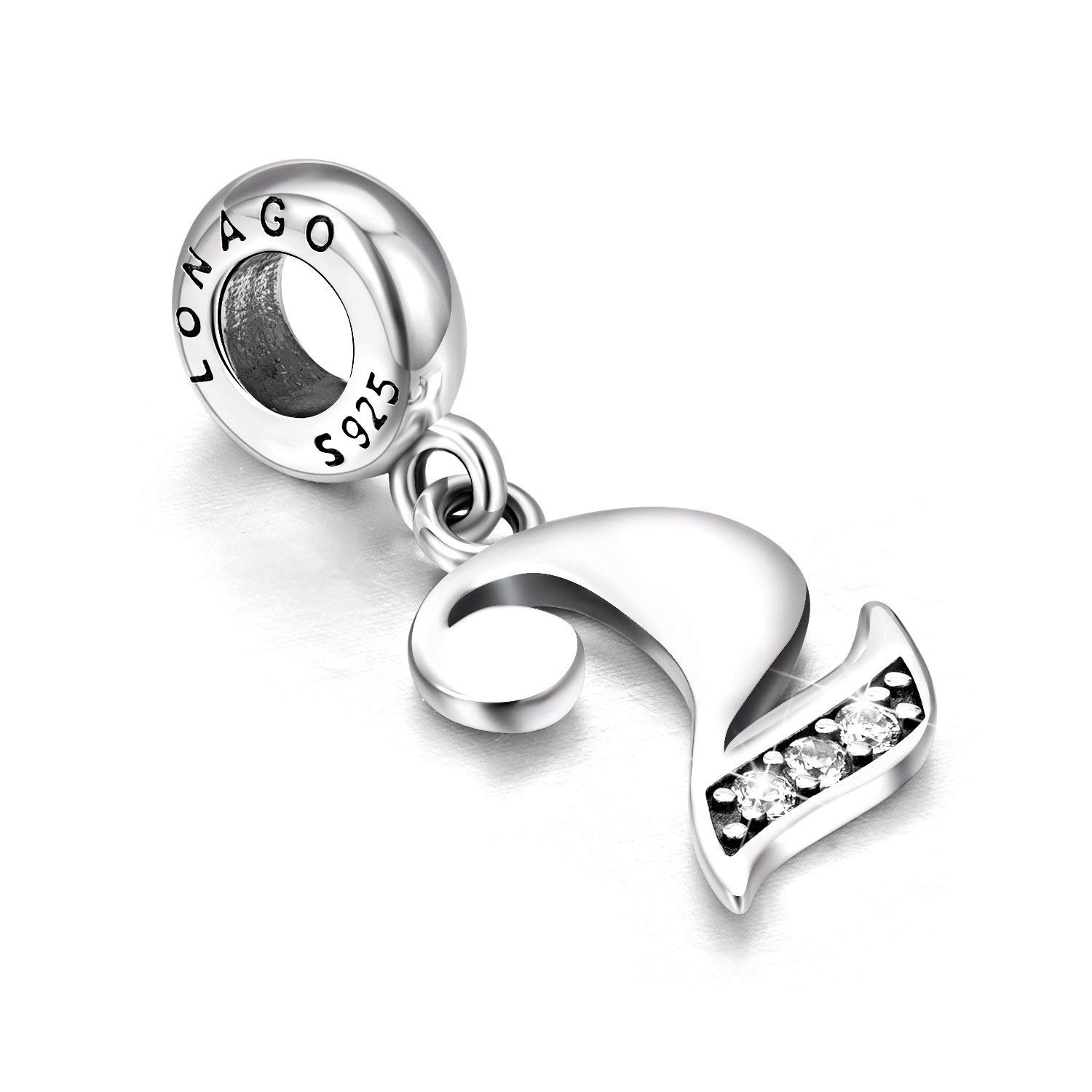 LONAGO Lucky Number 0-9 Charms 925 Sterling Silver Number Bead (Number 9)