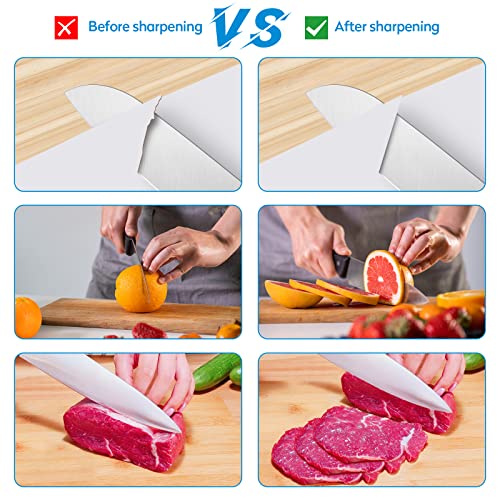 Whetstone Knife Sharpening Stone 4 Side Grit 400/1000 3000/8000, Professional Whetstone Knife Sharpener, Knife Sharpening Kit with Non-Slip Bamboo Base, Leather Strop, Flattening Stone & Angle Guide