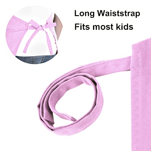 TopTie Kids Apron and Chef Hat Set, Adjustable Cotton Child Cooking Kitchen Apron, S-XXL-light pink-S