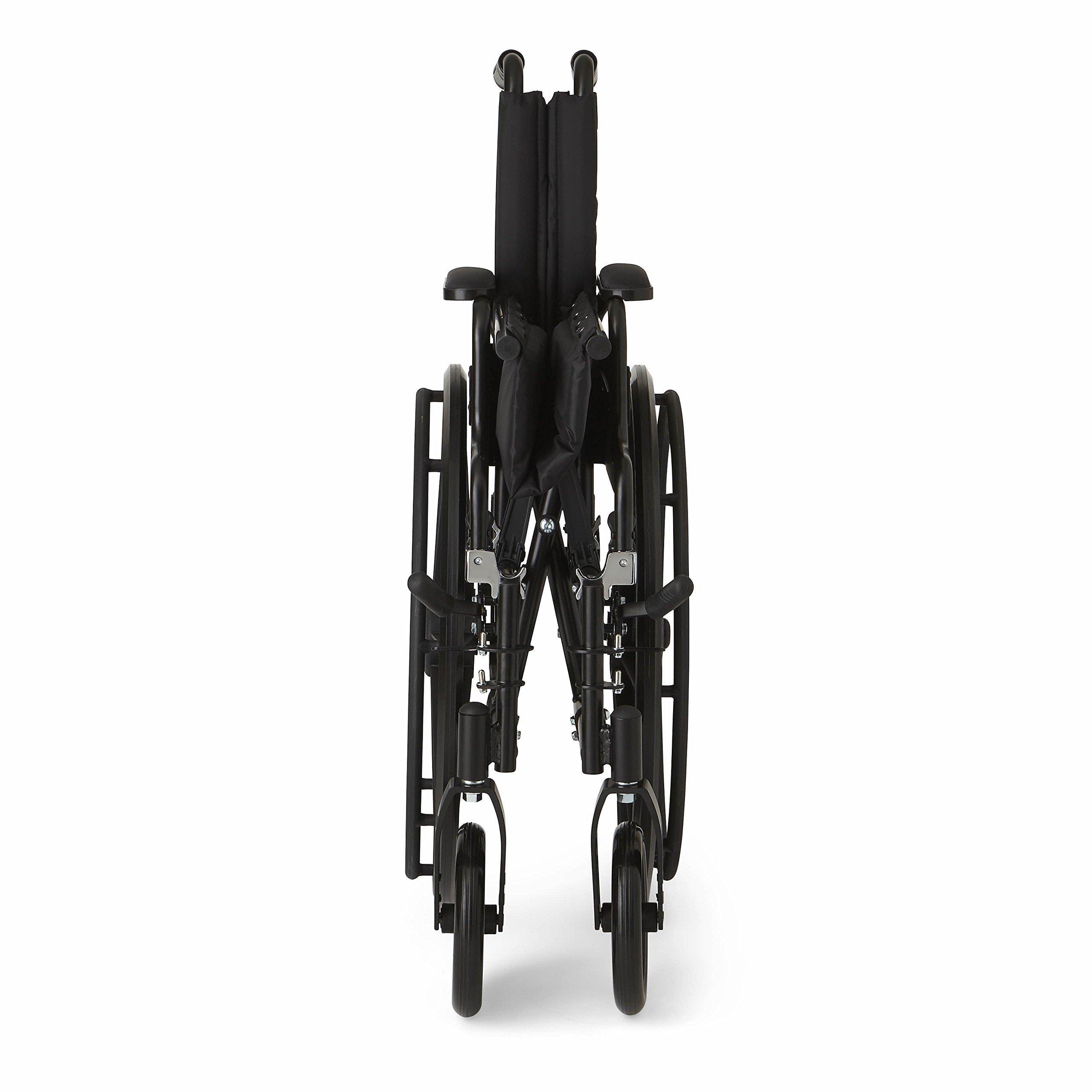 Medline Premium Ultra-Lightweight Wheelchair with Flip-Back Desk Arms and Elevating Leg Rests for Extra Comfort, Black, 16” x 16" Seat