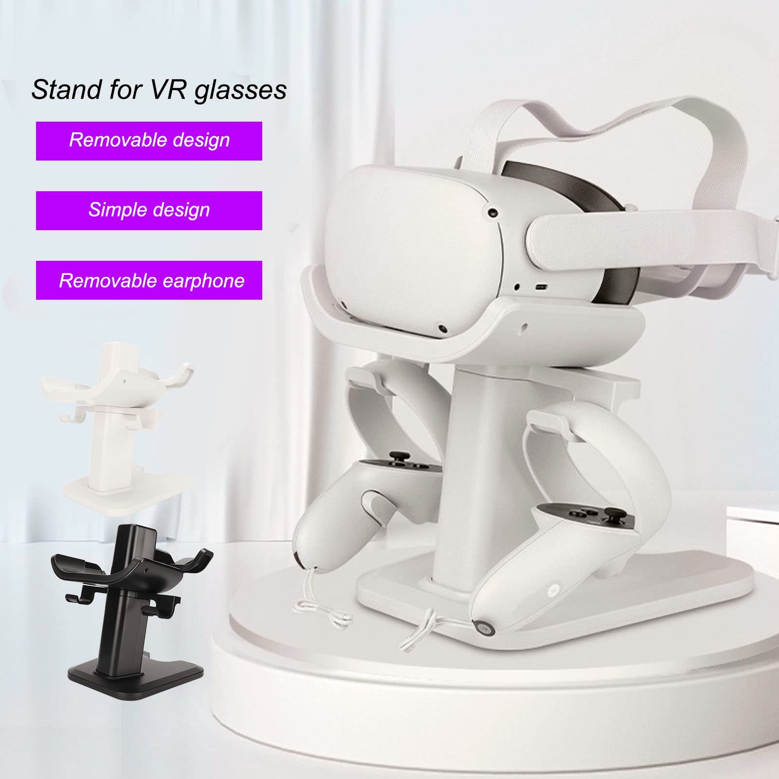 VR Headset Display Stand, Easy to Install, Spacesaving VR Stand, Antiscratch Protection for Stores (Black)