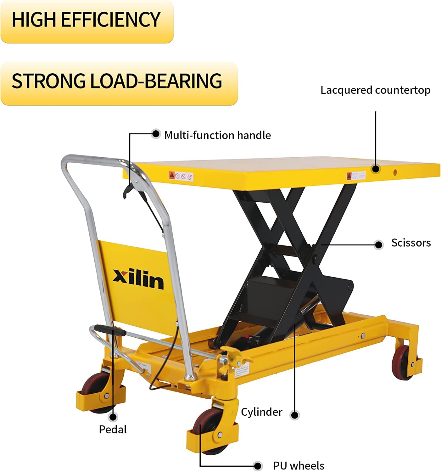 Xilin Scissor Hydraulic Lift Table Cart 3300LBS Capacity 39.4''Lifting Height and 330lb Push Cart Dolly Foldable Platform Truck with Mute Wheel