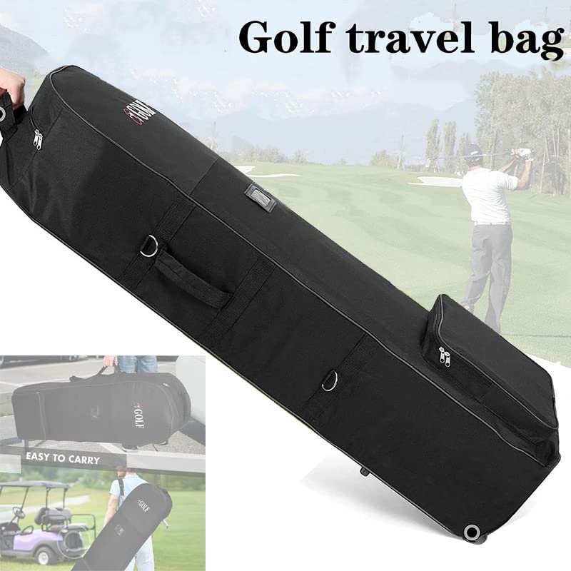 SOHAPY Golf Travel Bag and Support Rod, Universal Size Folding Bag with Wheels for Airlines Travel Golf Club Bag Accessories