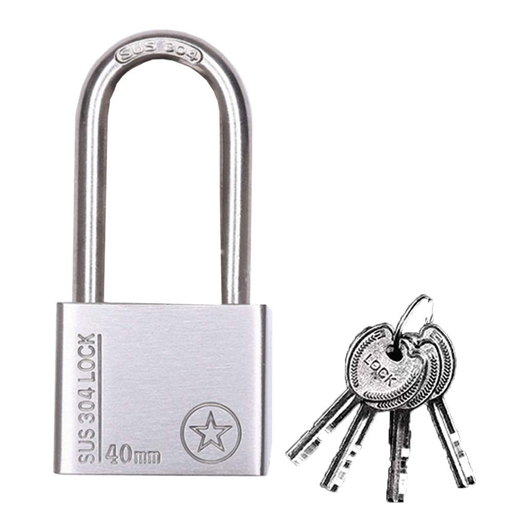Padlock 40mm Long Beam Gym Locker Lock Keyed Padlocks,Stainless Padlock with 4 Keys,Stainless Lock with Key Padlock,Suitable for Gym Locker Lock,toolboxes,Doors, Fence,(Silver)